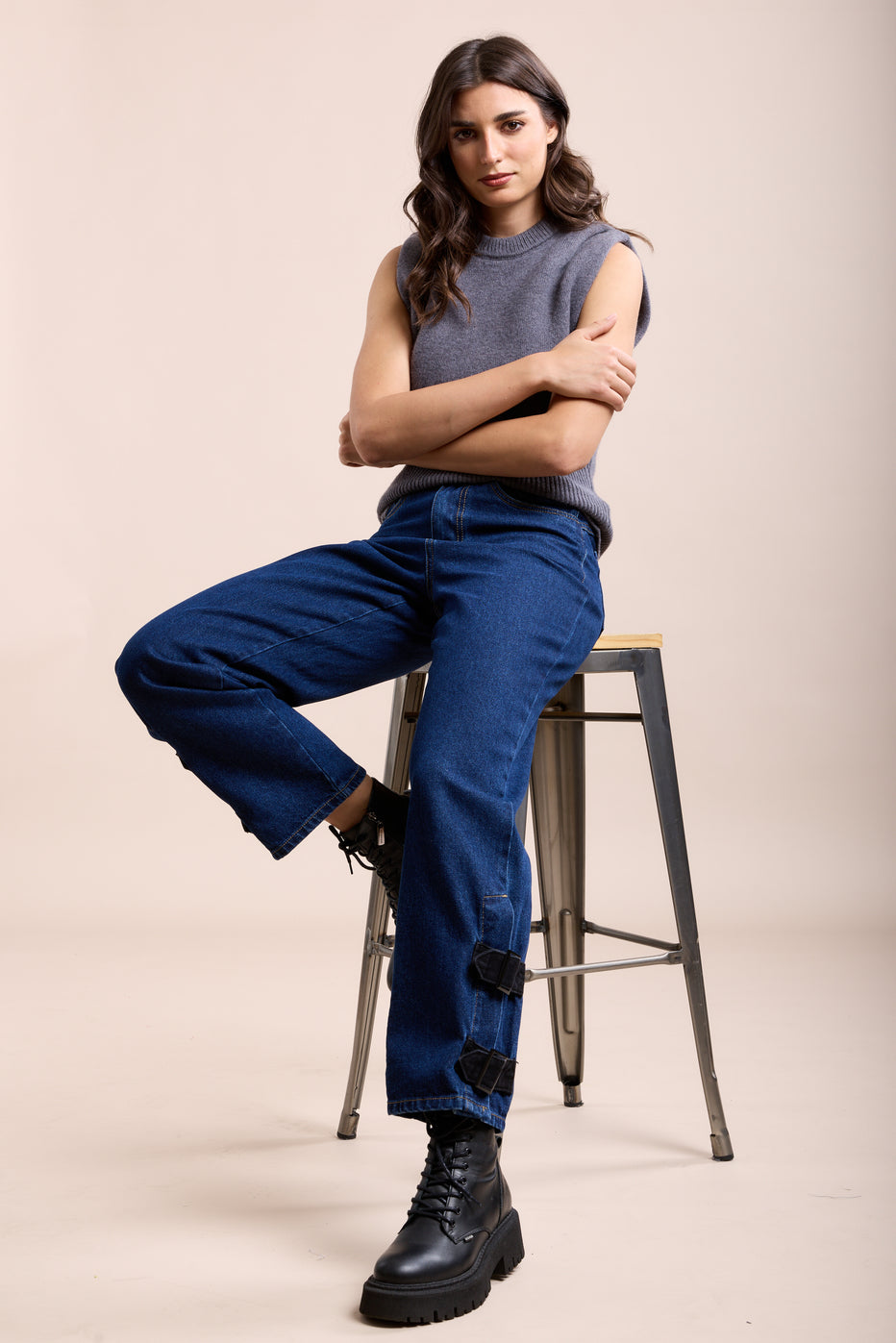 Pantalón vaquero recto elástico con cordones Toxik3